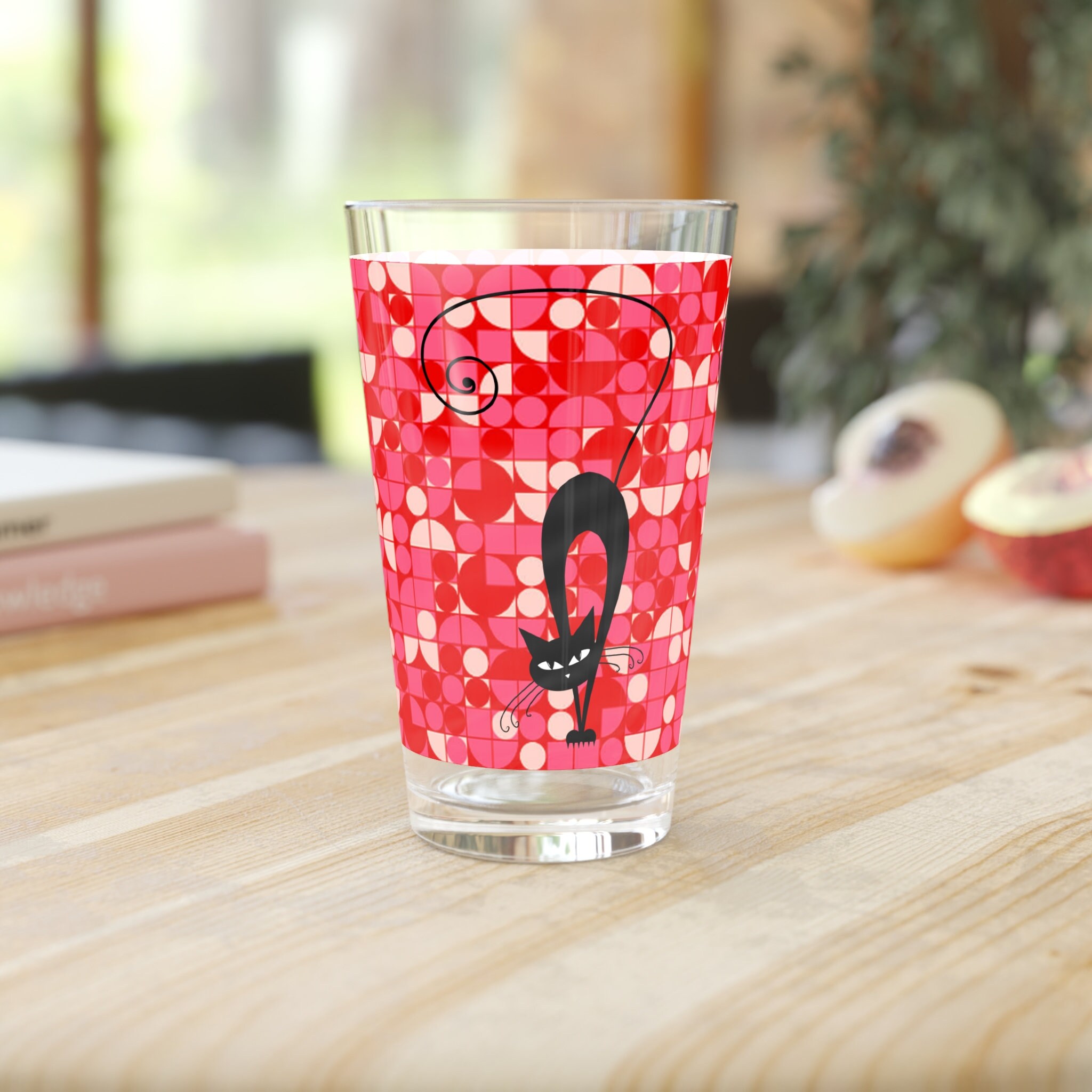 Atomic Cat Glassware MCM Cat Drinking Glasses Black Cat Mid Century ...