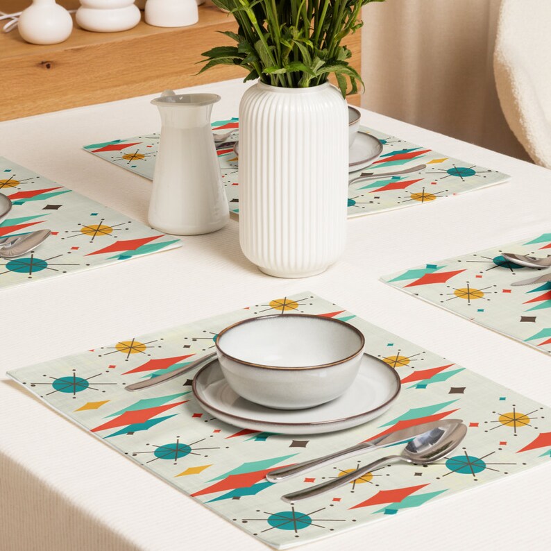 Mid Century Modern Atomic Placemats Set of Four, Retro Tablet Setting - Etsy