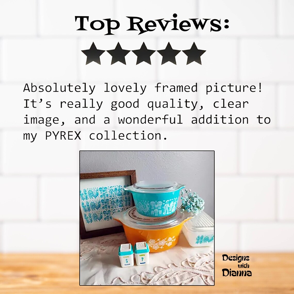 Pyrex Gooseberry Framed Art Retro Kitchen Wall Decor Vintage Pyrex ...