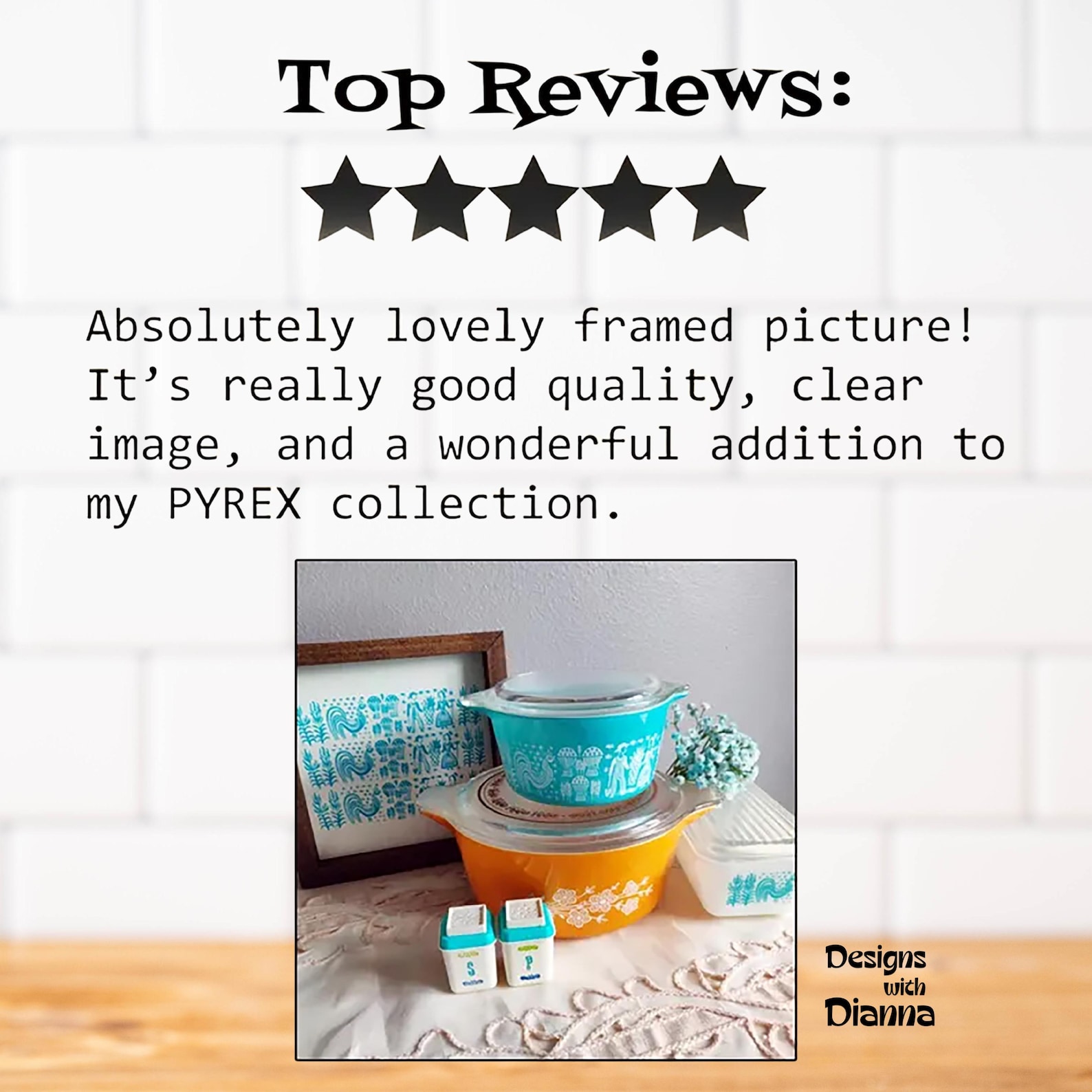 Pyrex Gooseberry Framed Art Retro Kitchen Wall Decor Vintage Pyrex ...