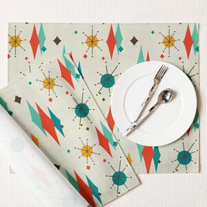 Mid Century Modern Atomic Placemats Set of Four, Retro Tablet Setting - Etsy