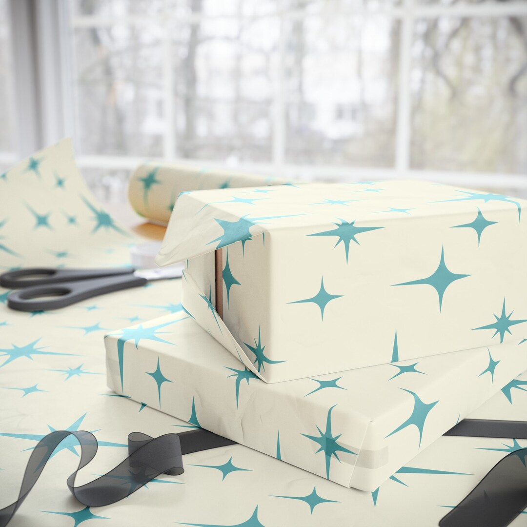 Atomic Starburst Retro Wrapping Paper, Mid Century Modern Atomic ...