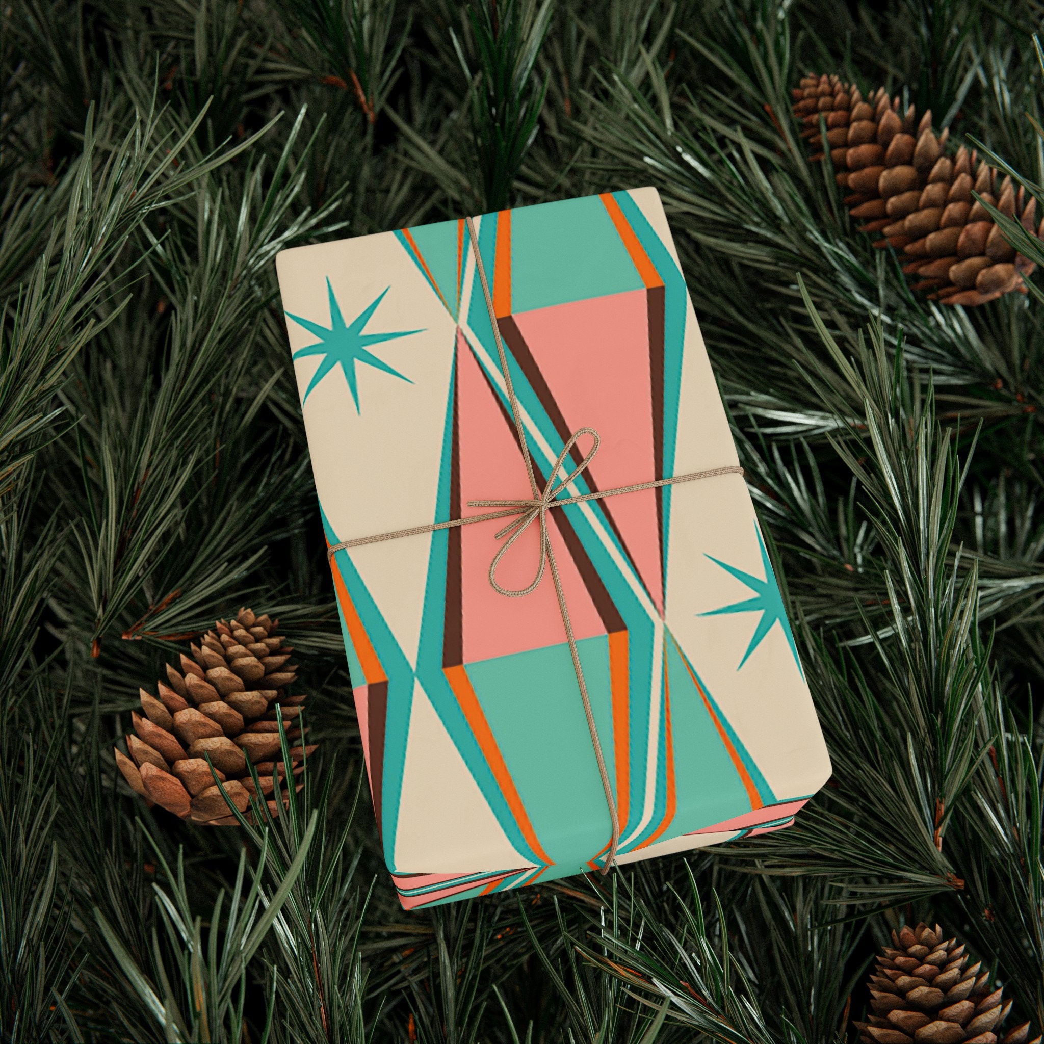 Atomic Starburst Retro Wrapping Paper, Mid Century Modern Atomic ...