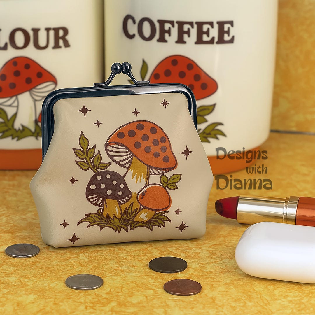 Merry Mushroom Coin Purse Retro Mushroom Change Pouch Vintage Inspired ...