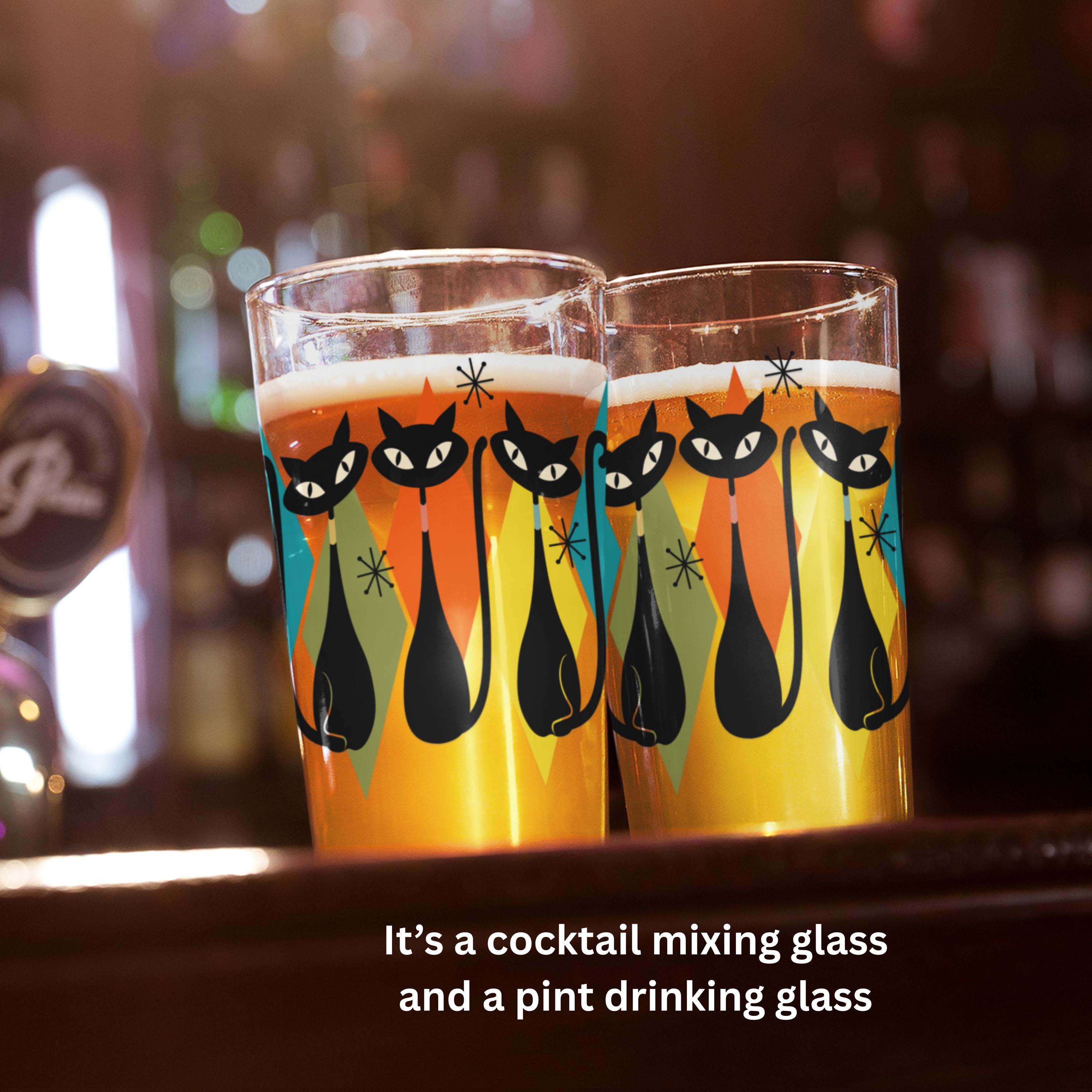 Atomic Cat Glasses MCM Retro Cocktail Glassware Set Mid Century Modern ...