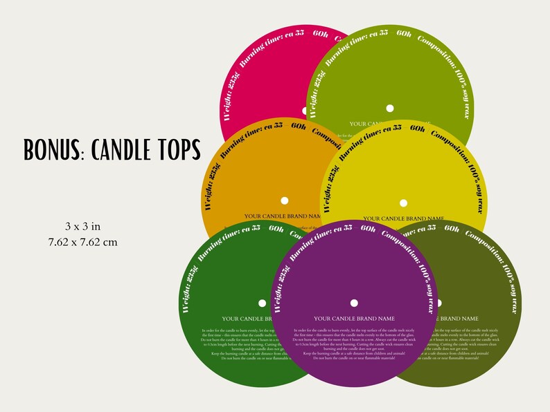 Editable Candle Label Canva Templates | Colourful Candle Label Design ...