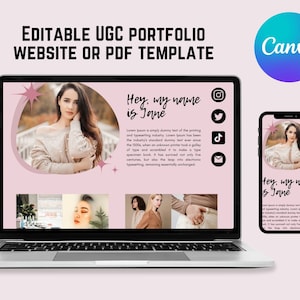 Pink UGC Creator Portfolio Website Editable in Canva | Influencers ...