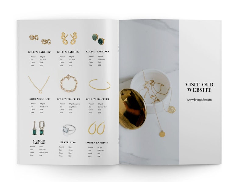 Jewelry Catalog Template, Fully Editable in Canva | Ebook | Magazine ...