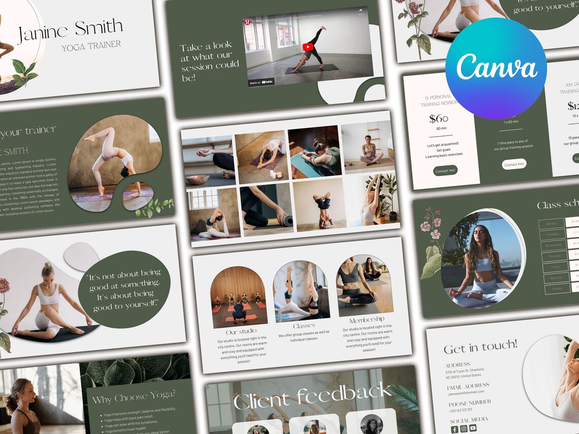 Yoga Instructor Website Design Template Editable in Canva Fitness ...