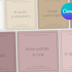 Editable Canva Candle Label Templates | Custom Printable Candle Labels ...