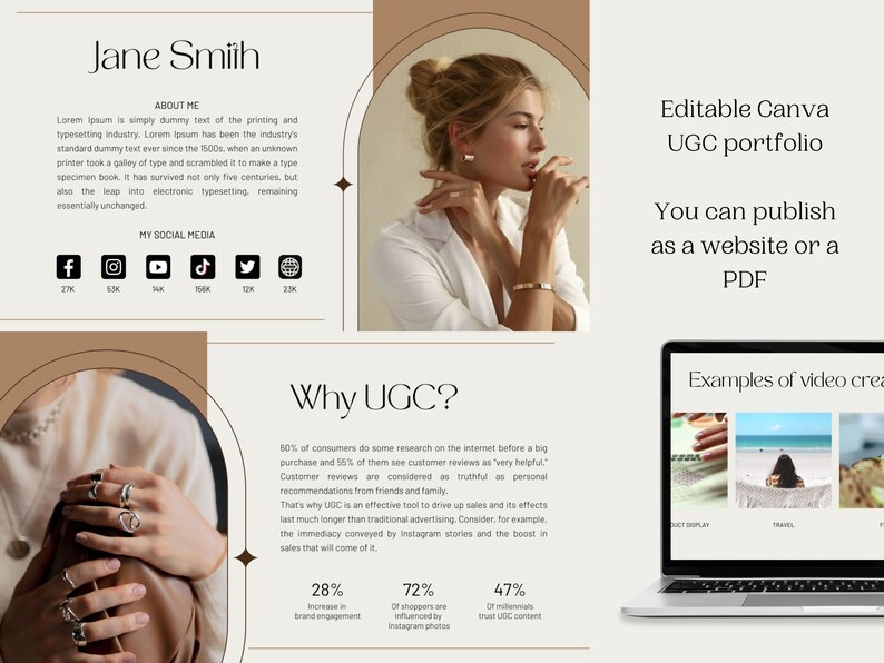 Editable UGC Portfolio Website or PDF Template for Content Creators ...