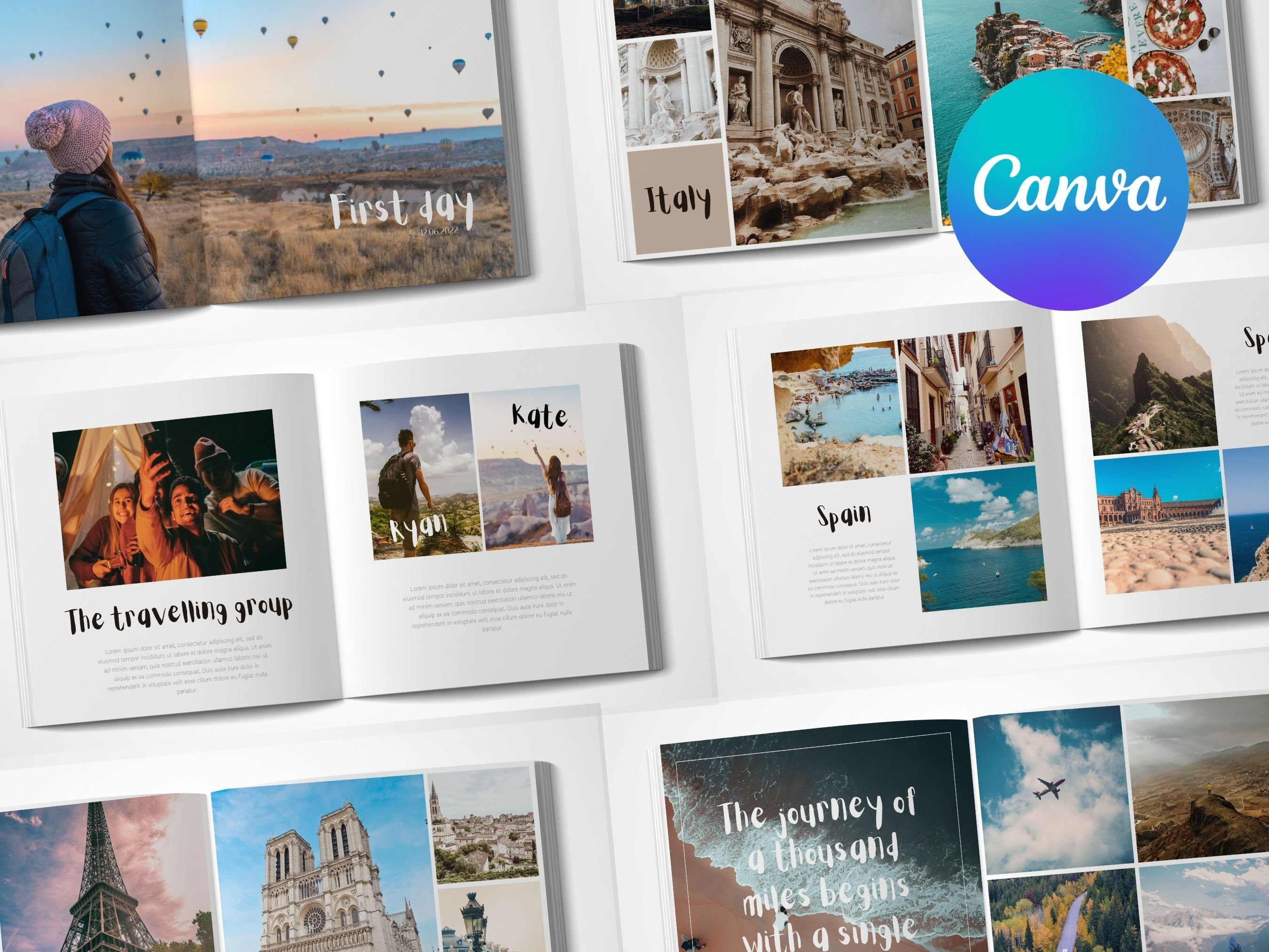 Travel Photo Book Editable Canva Template Customizable Minimal Photo ...
