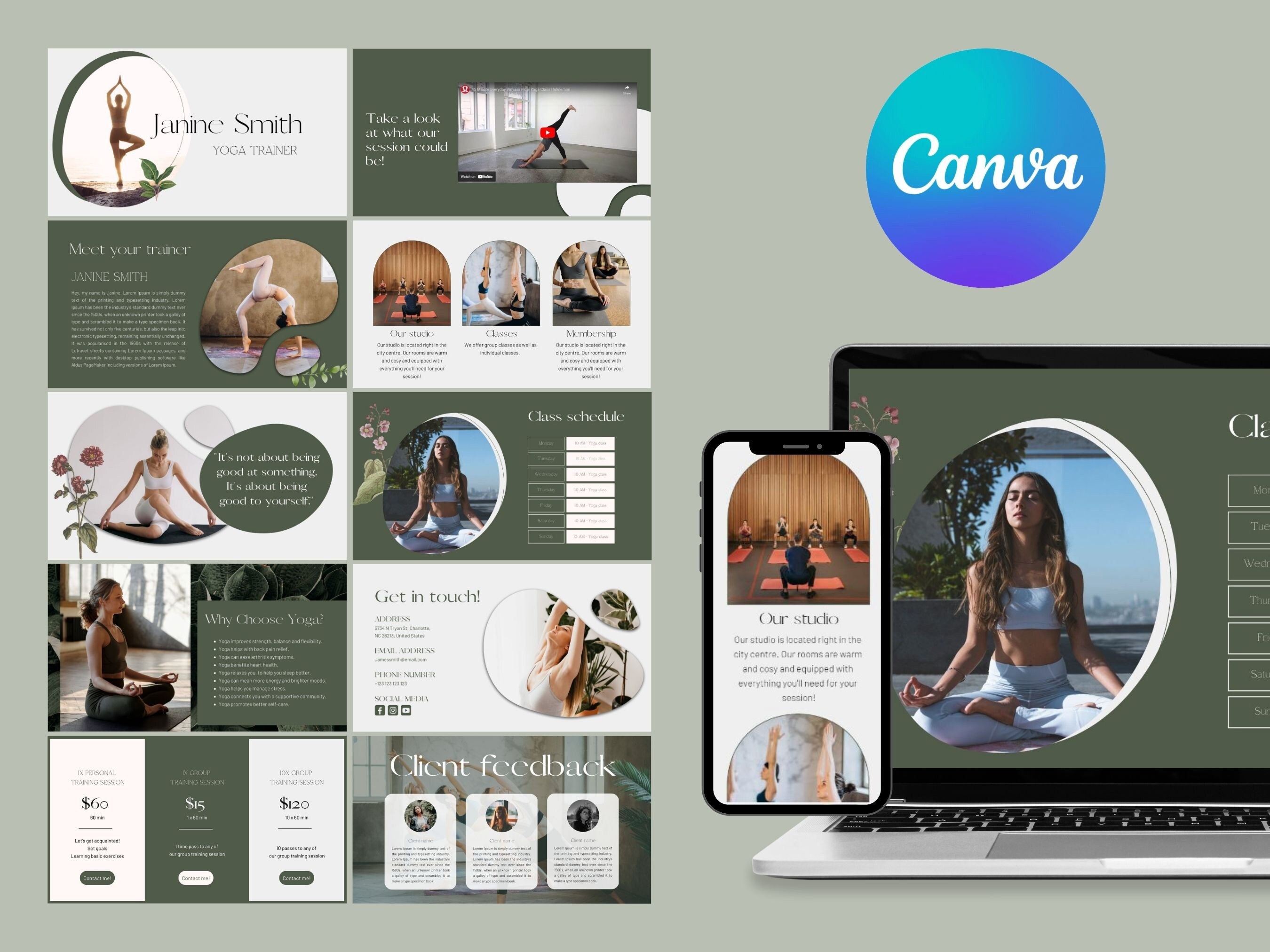 Yoga Instructor Website Design Template Editable in Canva | Fitness ...