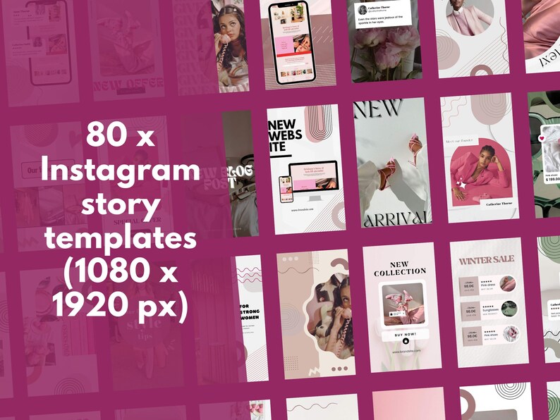 240 Canva Editable Social Media Templates Pink and Green | Aesthetic ...