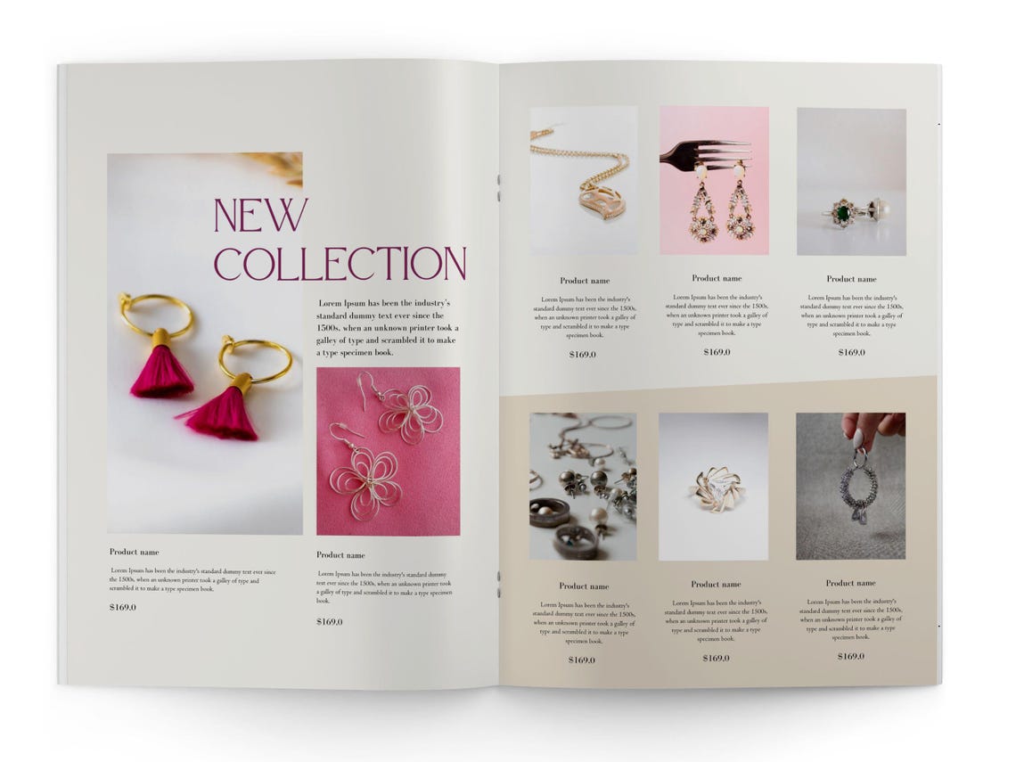 Jewelry Catalog Template, 20 Pages Editable in Canva | Ebook | Magazine ...