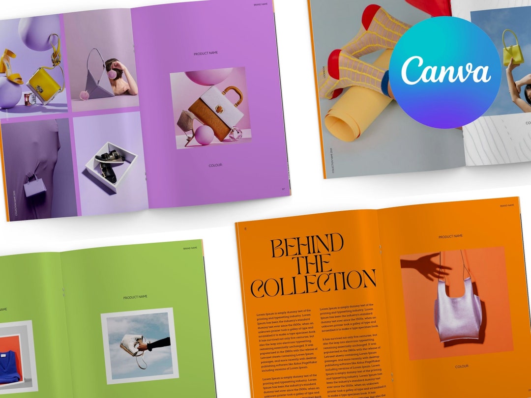Colourful Premium Lookbook or Product Catalog Editable Canva Template ...