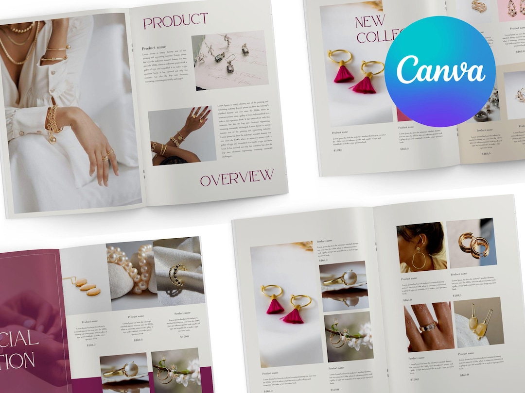 Jewelry Catalog Template, 20 Pages Editable in Canva | Ebook | Magazine ...