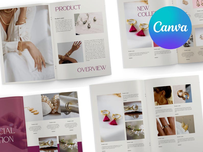Jewelry Catalog Template, 20 Pages Editable in Canva | Ebook | Magazine ...