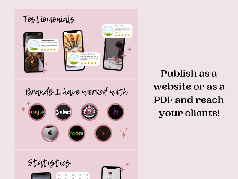 Pink UGC Creator Portfolio Website Editable in Canva Influencers ...