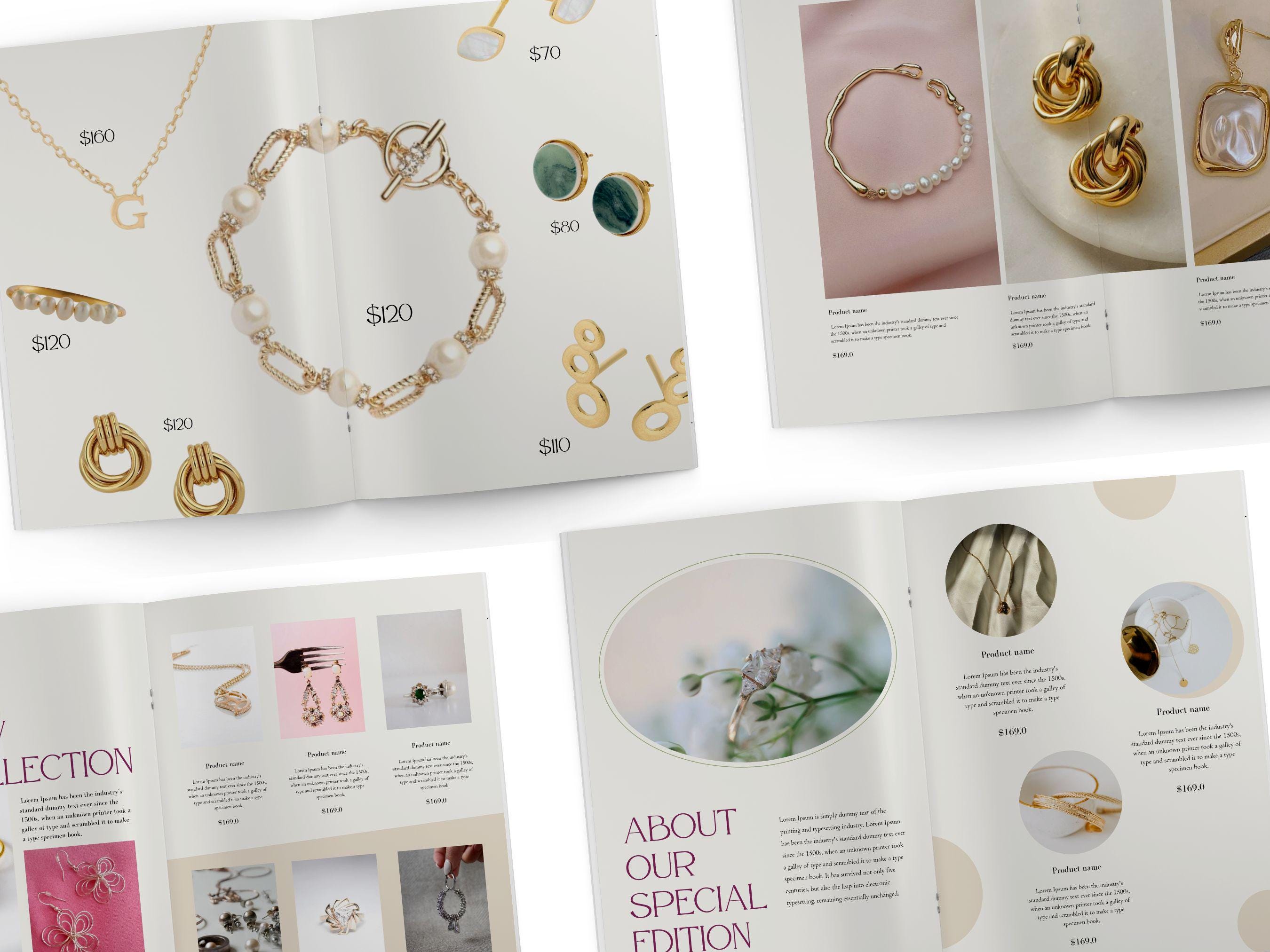 Jewelry Catalog Template, 20 Pages Editable in Canva | Ebook | Magazine ...
