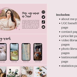 Pink UGC Creator Portfolio Website Editable in Canva | Influencers ...