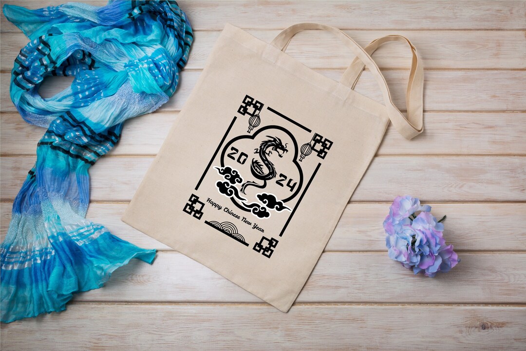 Lunar New Year Tote Bag, Chinese New Year Tote Bag, Year of the Dragon ...