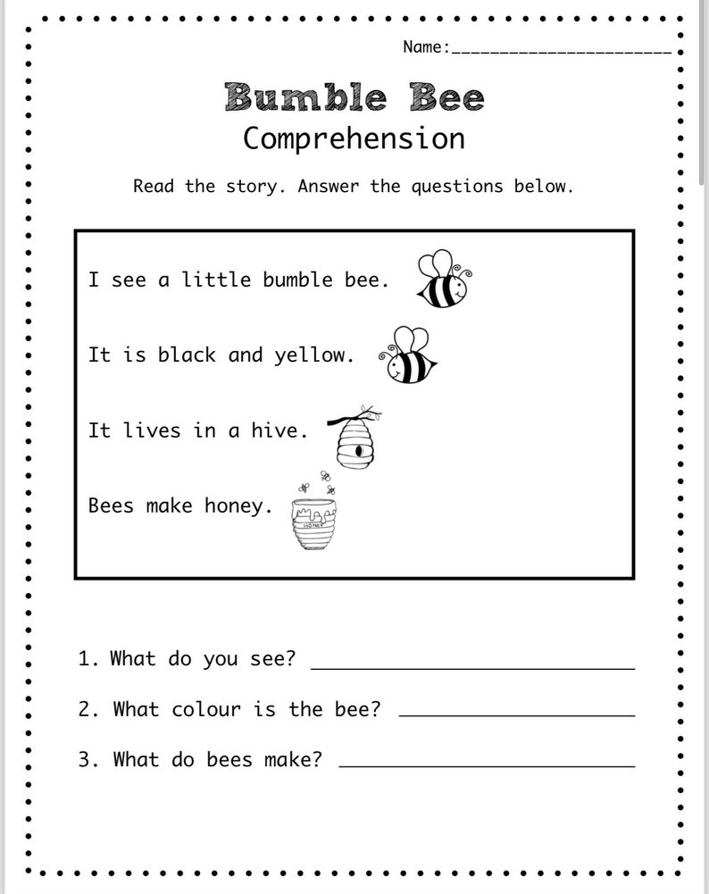 6 Pages of Reading Comprehension Lessons for Kids - Etsy