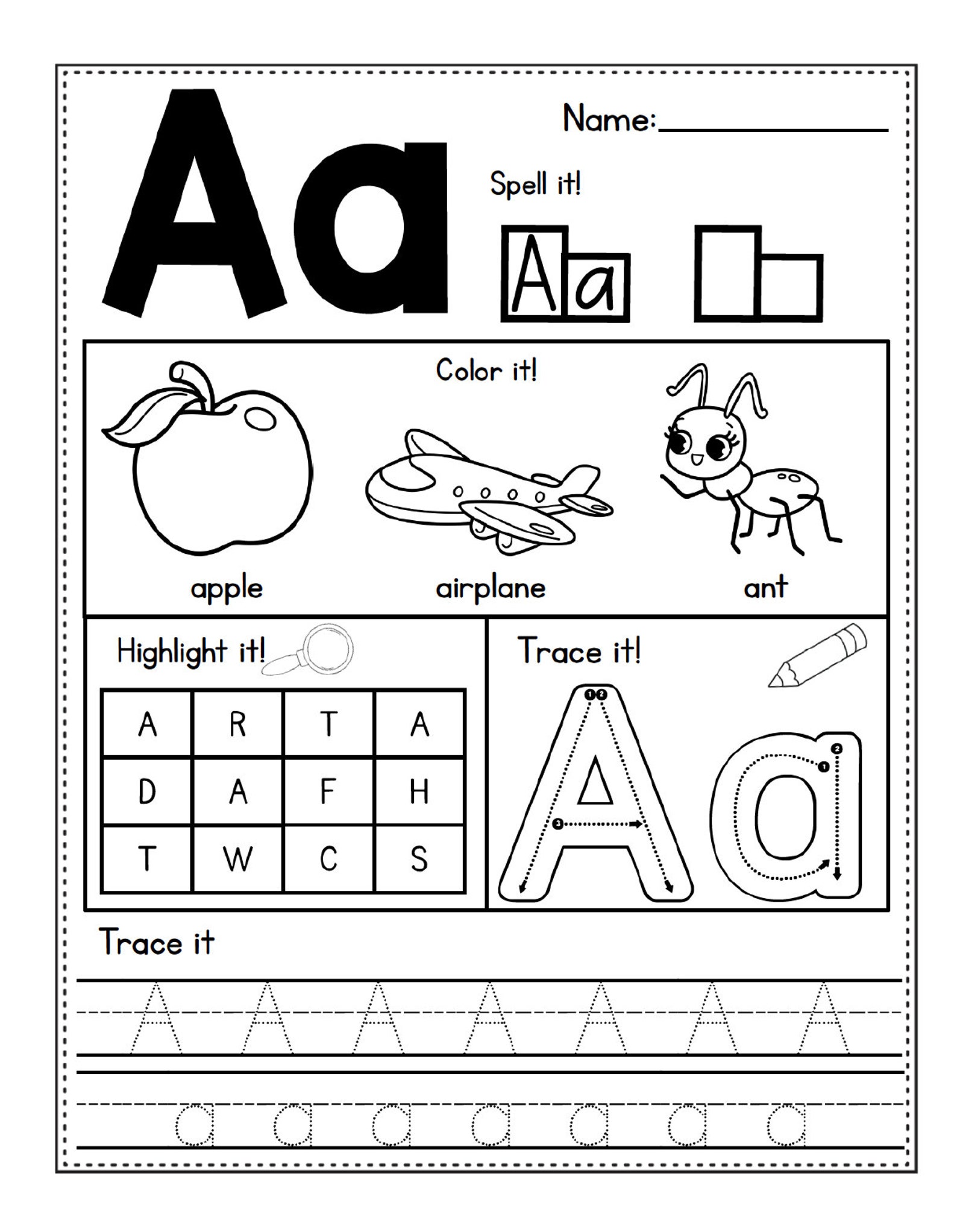 Alphabet Upper and Lower Case Formation and Coloring Worksheets. All 26 ...