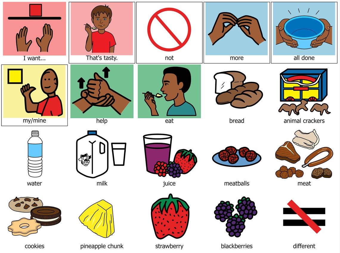 Digital AAC Color Coded Communication Boards for Nonverbal, Preverbal ...