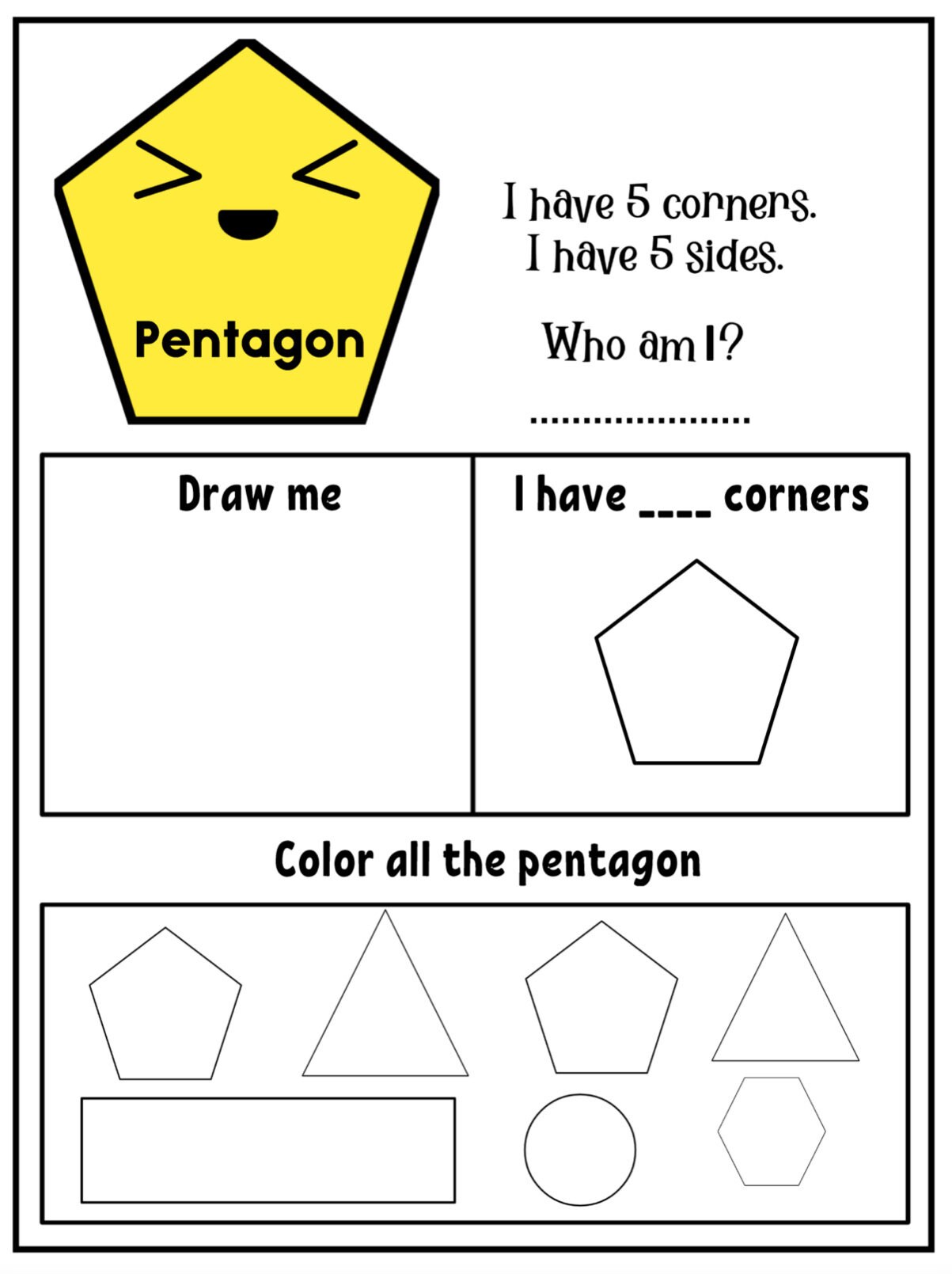 6 Page Shapes Learning Worksheets - Etsy