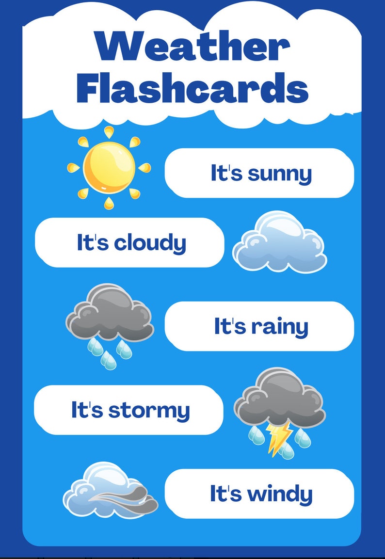 Kids Learning Weather Flashcards - Etsy