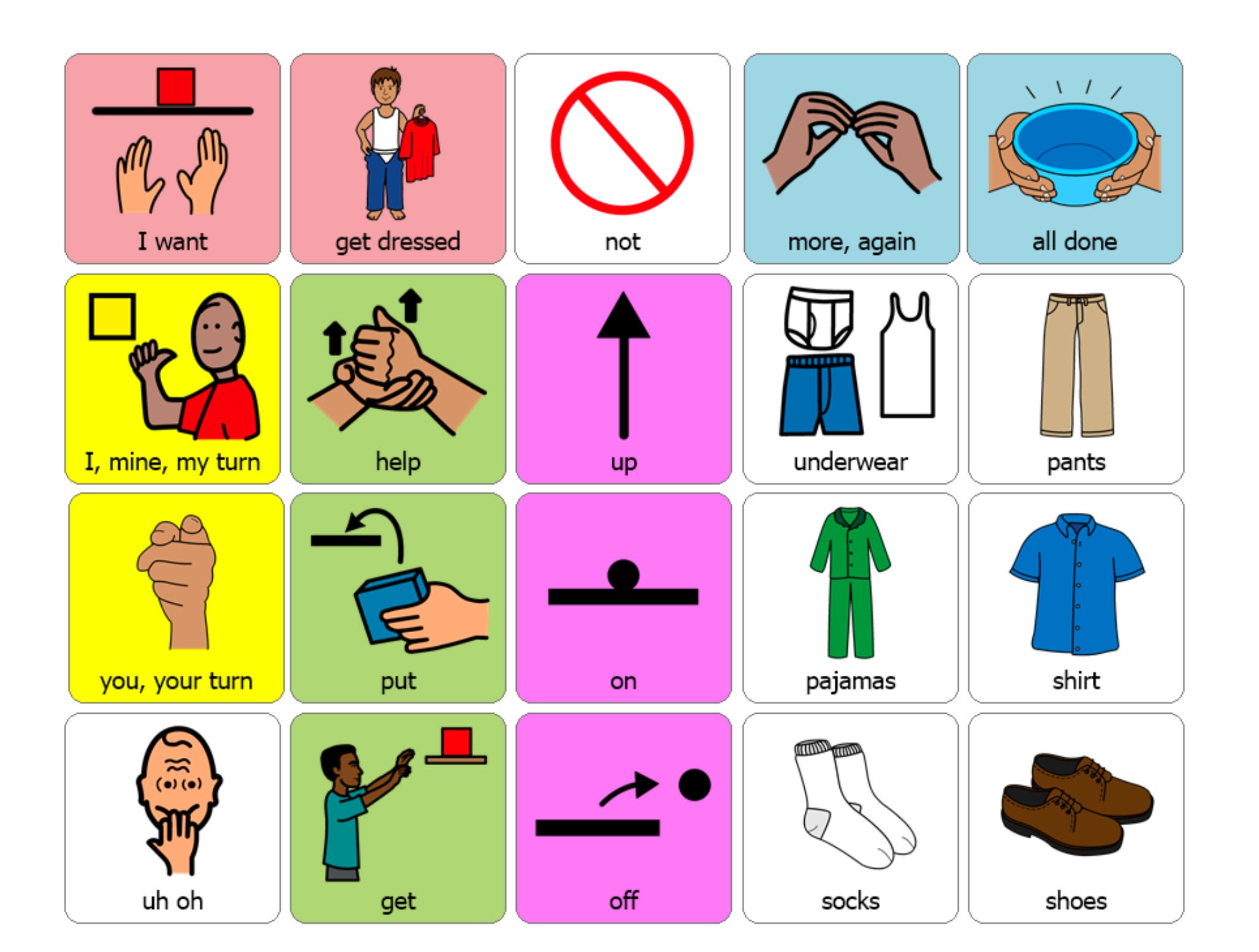 Digital AAC Color Coded Communication Boards for Nonverbal, Preverbal ...