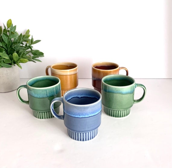Vintage Stacking Ceramic Glazed Tea Coffee Cups - Etsy