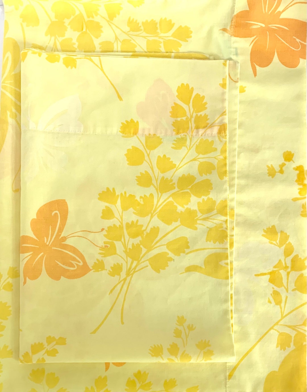 Vintage 70’s Bright and Happy Yellow Springmaid Pillow Cases Butterfly ...