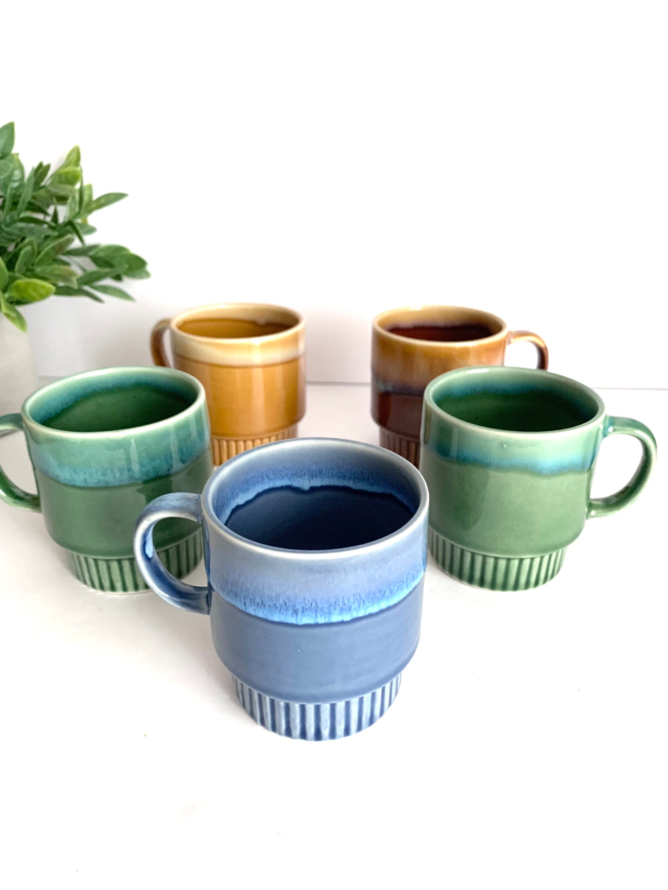 Vintage Stacking Ceramic Glazed Tea Coffee Cups - Etsy