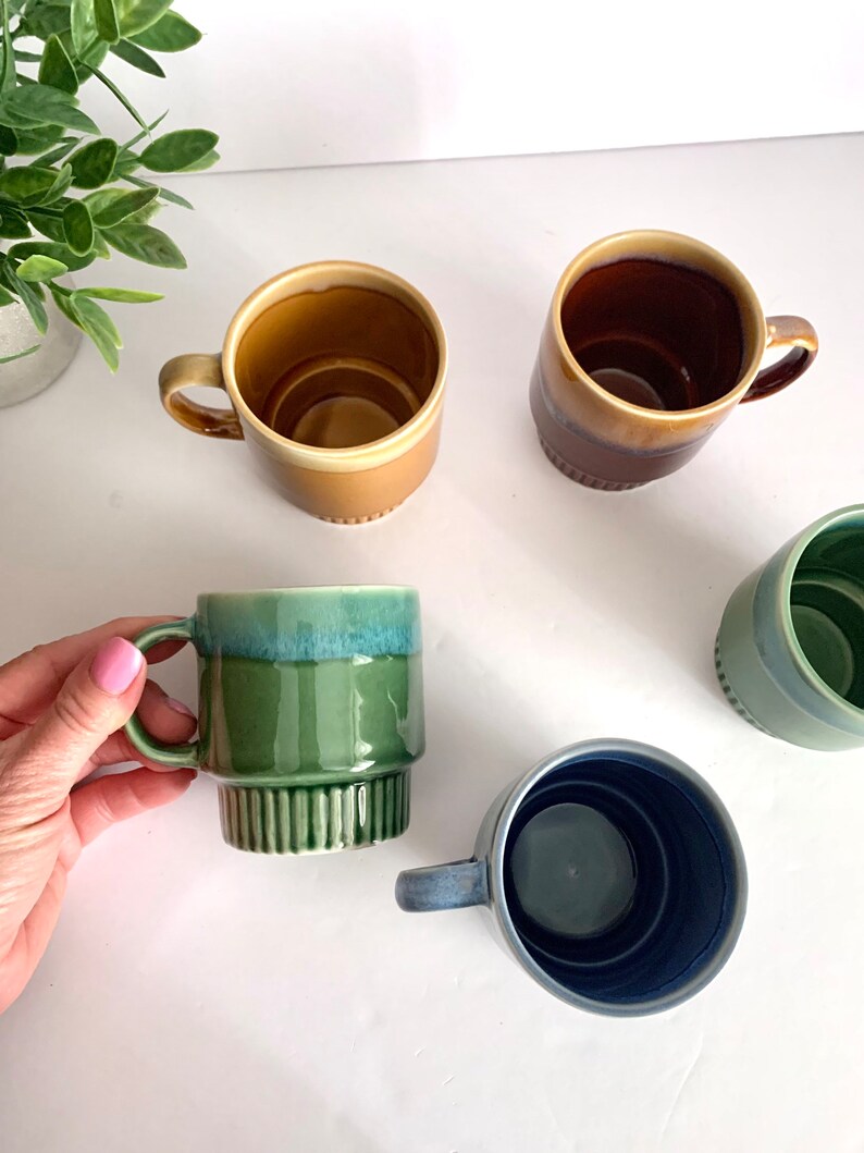 Vintage Stacking Ceramic Glazed Tea Coffee Cups - Etsy