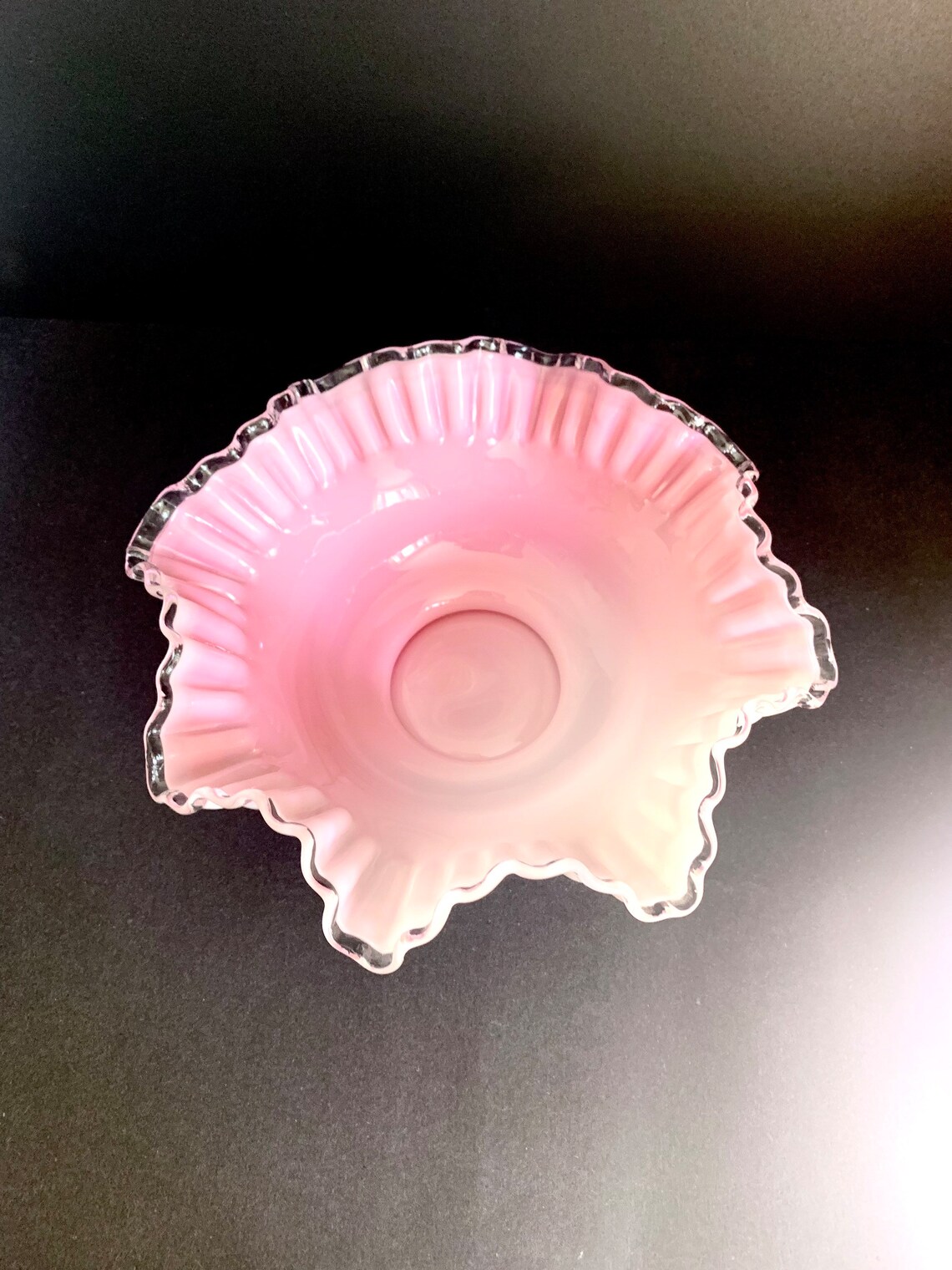 Vintage Fenton Pink /white Ruffled Edge Fruit Bowl / - Etsy