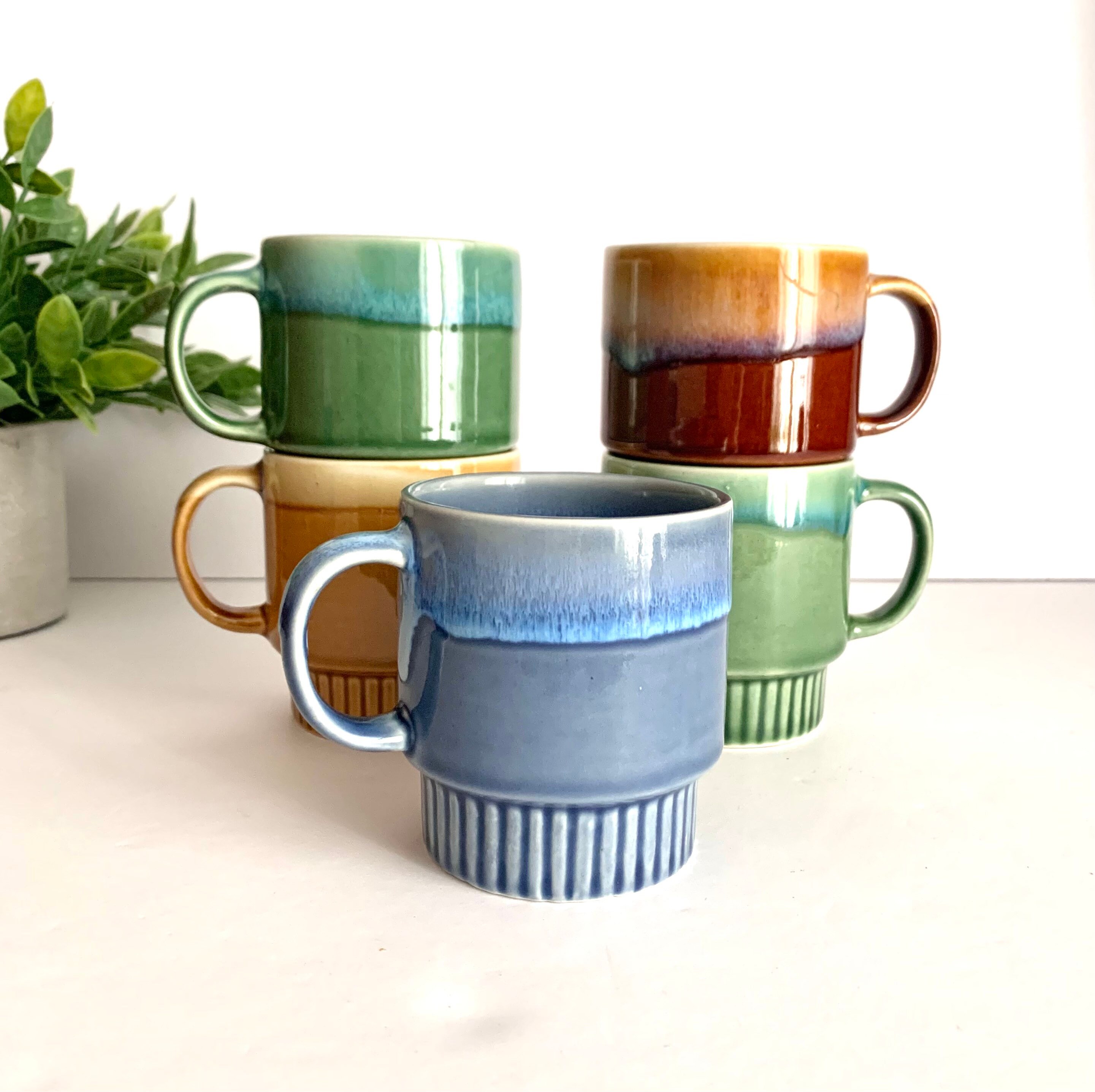 Vintage Stacking Ceramic Glazed Tea Coffee Cups - Etsy