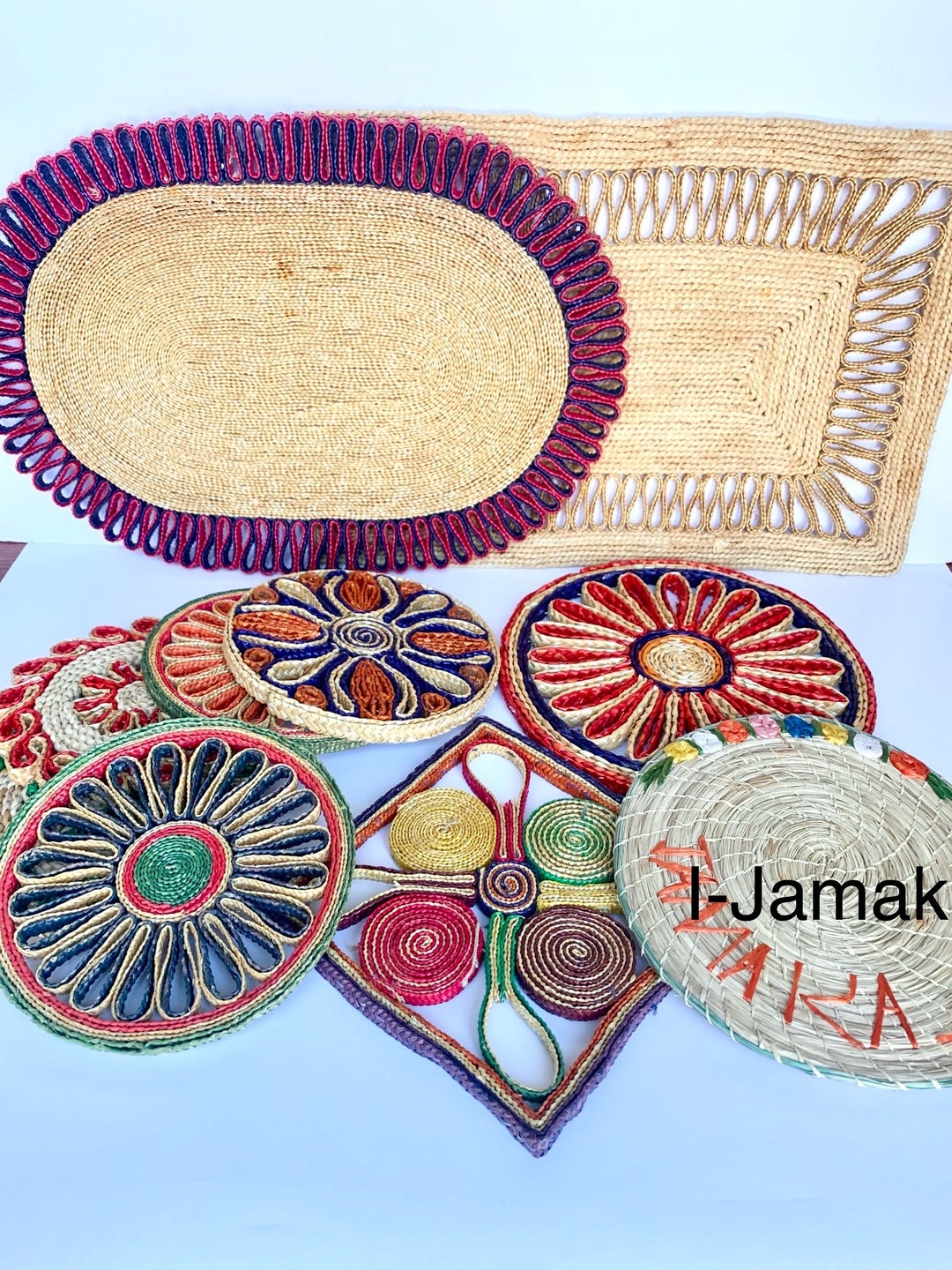 Vintage Raffia Placemat and Trivets - Etsy