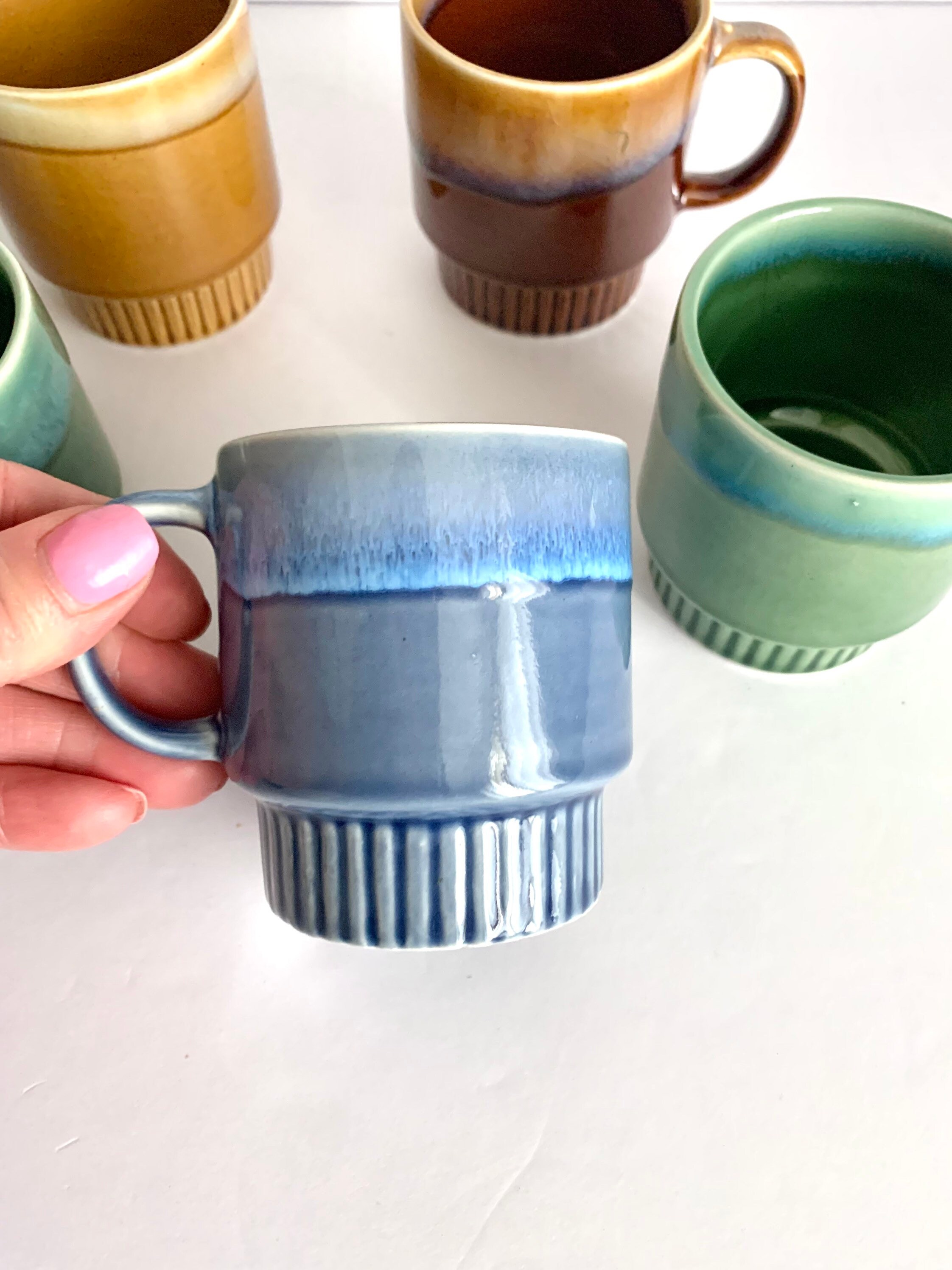 Vintage Stacking Ceramic Glazed Tea Coffee Cups - Etsy