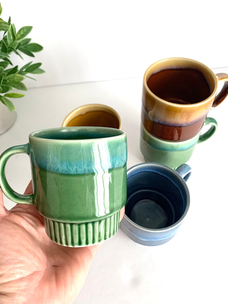 Vintage Stacking Ceramic Glazed Tea Coffee Cups - Etsy