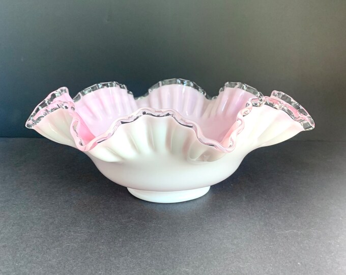 Vintage Fenton Pink /white Ruffled Edge Fruit Bowl / Decorative Bowl - Etsy