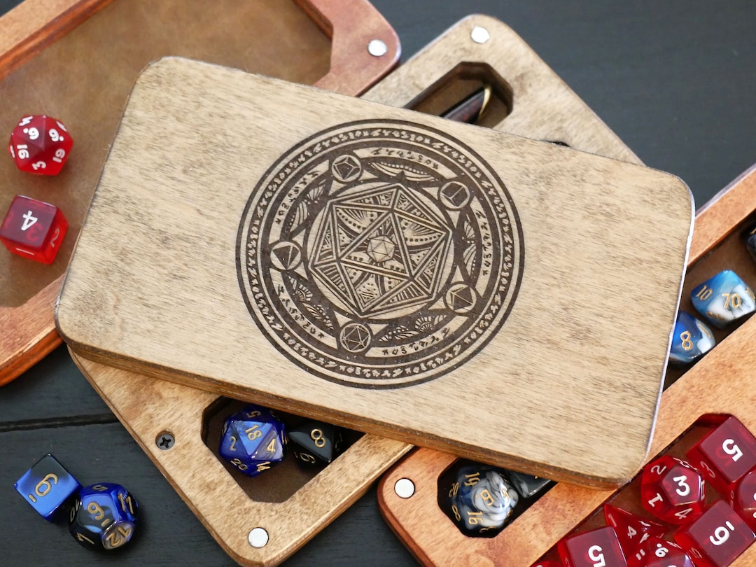 Wooden DND Dice Box and Tray for D&D, Handmade Gaming Accessories ...