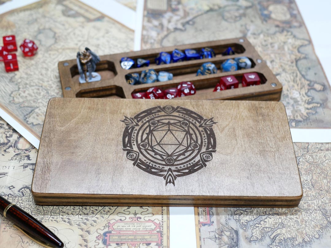 Handmade Wooden DND Dice Box and Tray Set for Dungeons & Dragons ...