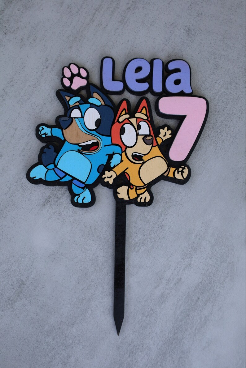 Personalized Bluey Theme Birthday Cake Topper - Etsy