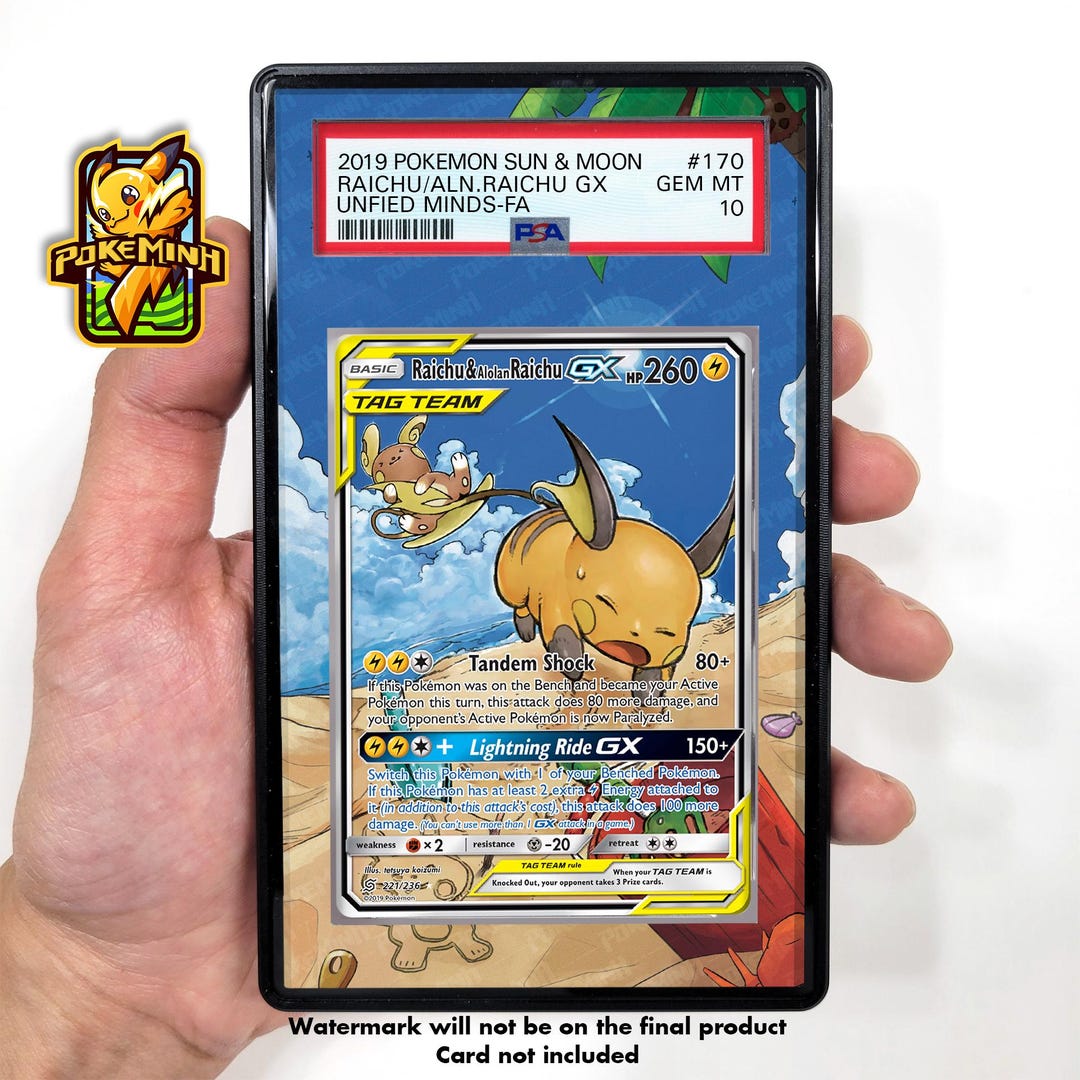 Raichu & Alolan Raichu GX Alternate Art Custom Pokemon Graded Display ...