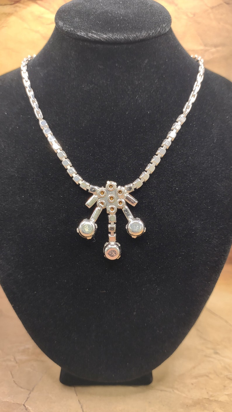 Leo Glass Vintage Costume Rhinestone Necklace 1940s Well Made 15 Inch ...