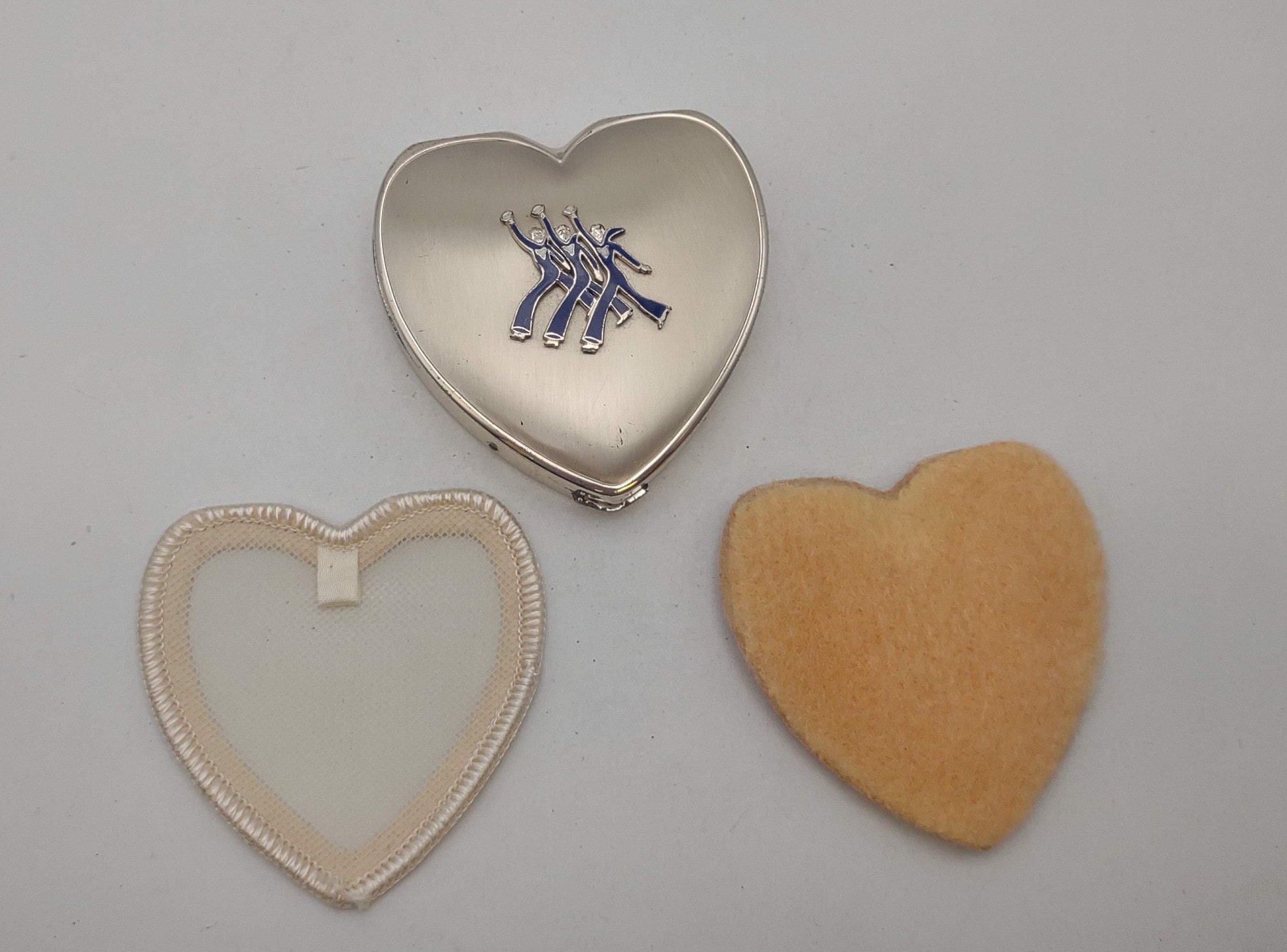 WWII Era 1940s Hingeco Sterling Silver Heart Shaped Sweetheart Compact ...