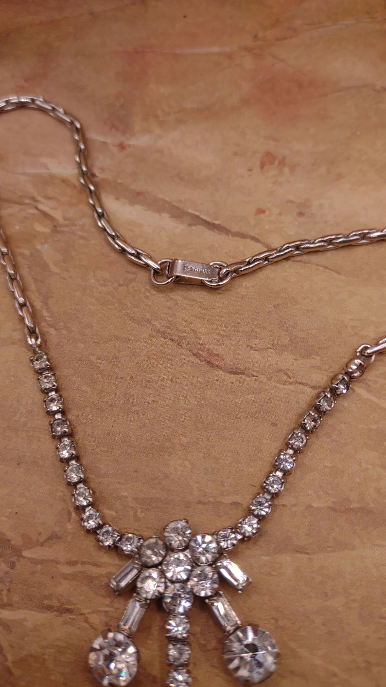 Leo Glass- Vintage Costume- Rhinestone Necklace- 1940s- Well Made- 15 ...