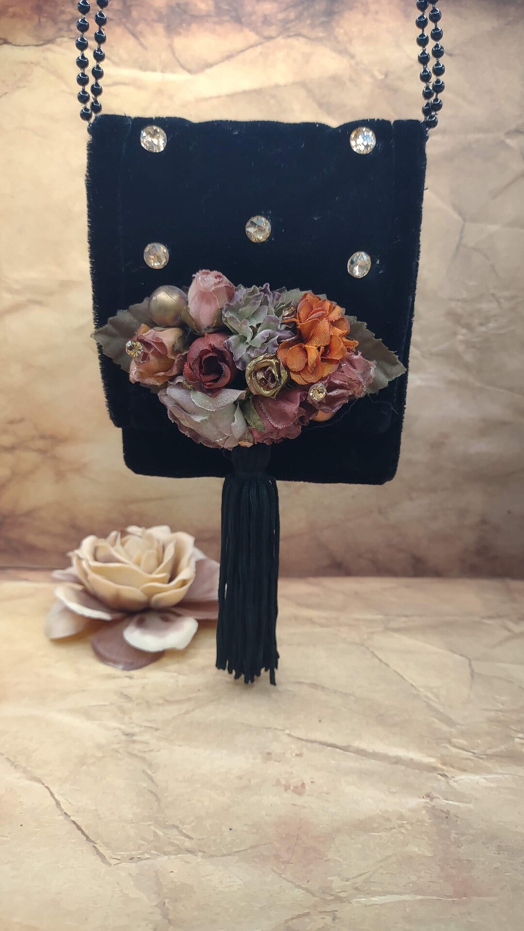 Beaded Purse- Beaded Floral Purse- Victorian Inspired Purse - Cross ...